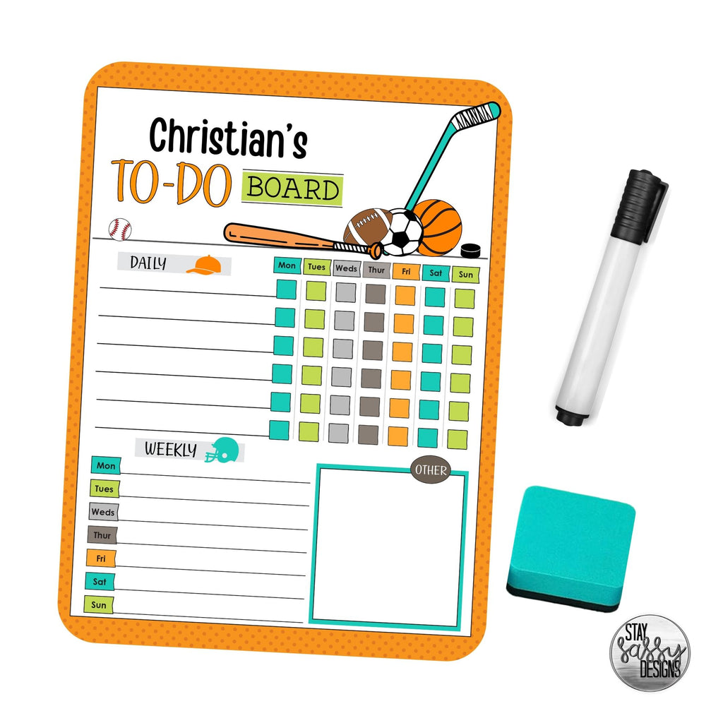 Personalized Orange Sports To Do Board – Stay Sassy Designs